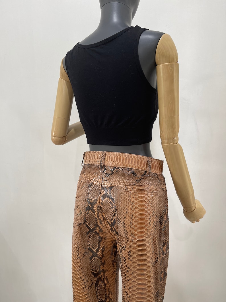 Python Leather Pants Snakeskin Pants Black Leather Pants - Etsy