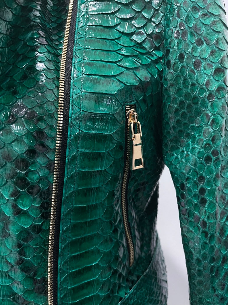 Green Snakeskin Jacket Womens Python Leather Emerald | Etsy