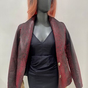Woman Snakeskin Jacket, Red Python Leather Jacket, Woman Red Snakeskin ...