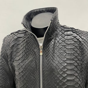 Men's KING Snakeskin Jacket, Black Python Leather Jacket for Men ...