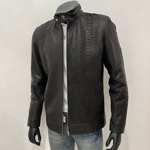 Snakeskin Jacket for Man, Black Python Leather Jacket - Etsy