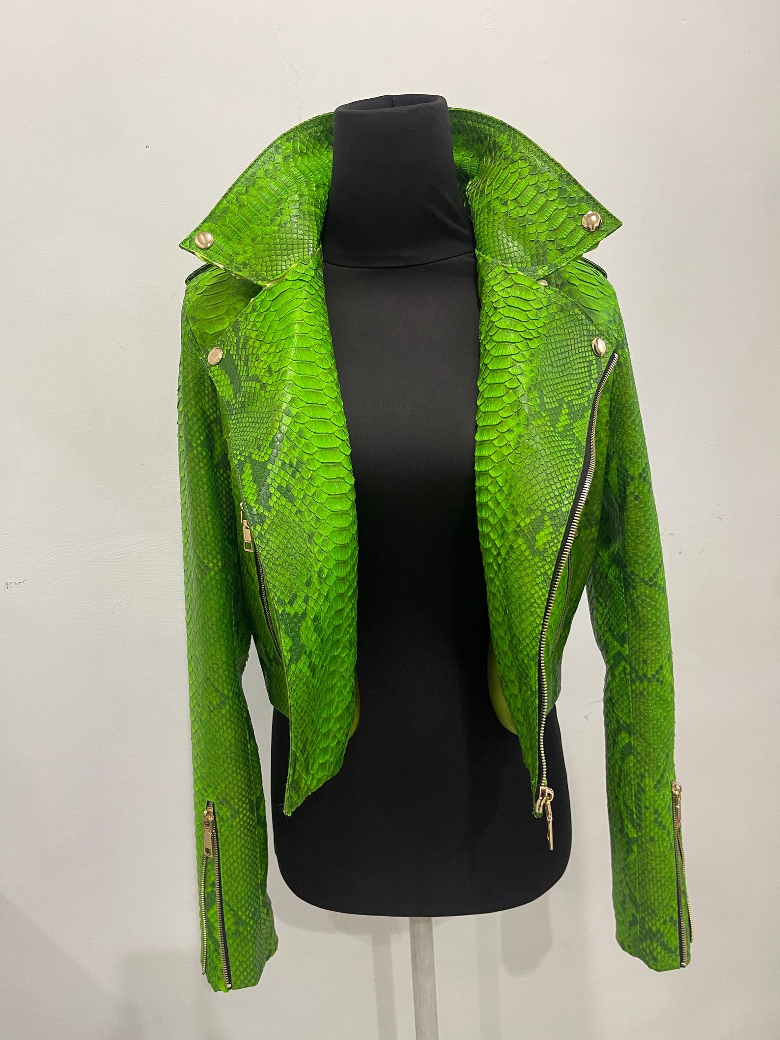 Women's Snakeskin Jacket, Green Python Leather Jacket, Green Snakeskin ...