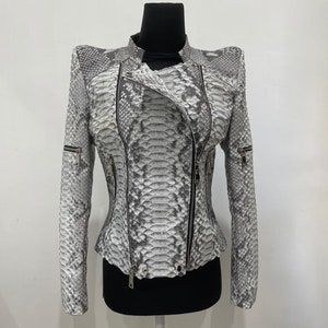 Women's Snakeskin Jacket, Python Leather Jacket, Elegant Leather Jacket ...