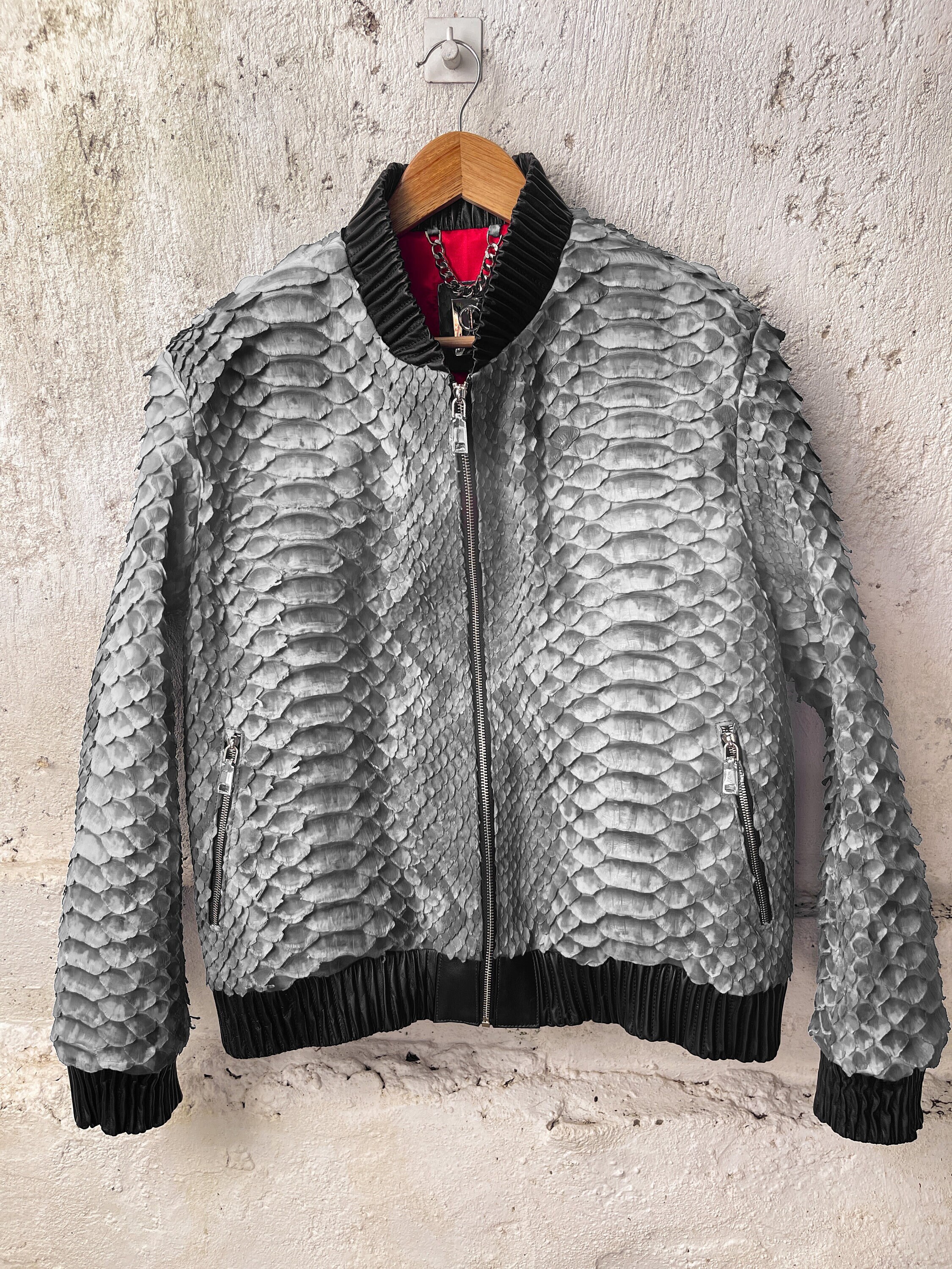 Man’s KING Snakeskin Bomber Jacket, Custom Jacket for Men, Dragon ...