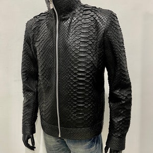 Men's KING Snakeskin Jacket, Black Python Leather Jacket for Men ...