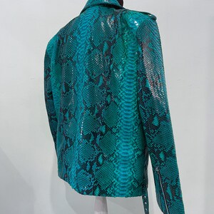 Custom Man’s Snakeskin Biker Jacket, Motor Python Leather Jacket, Blue ...