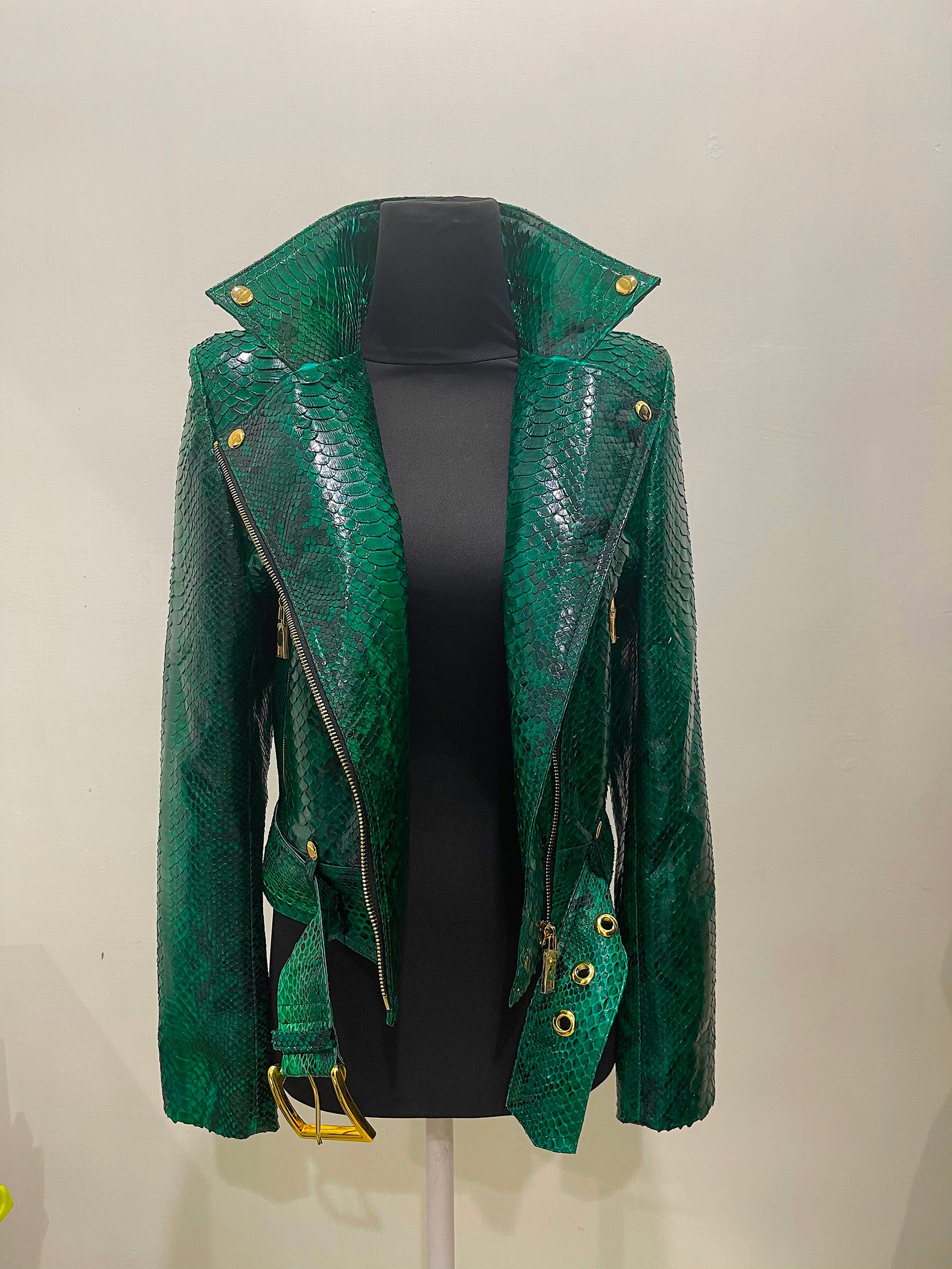 Green Snakeskin Jacket Womens Python Leather Emerald | Etsy