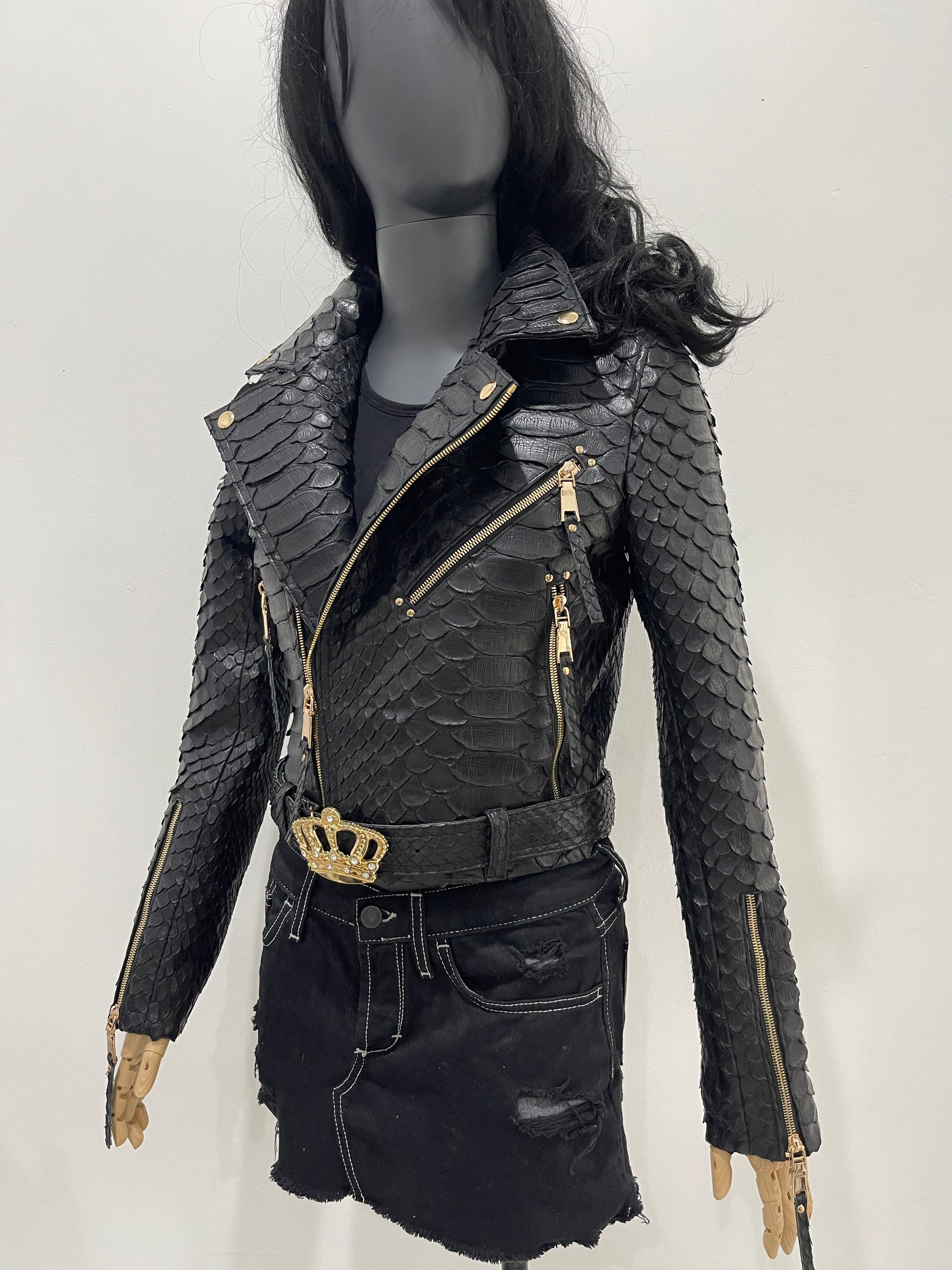 Snakeskin Woman's Jacket Dragon Python Leather Jacket | Etsy