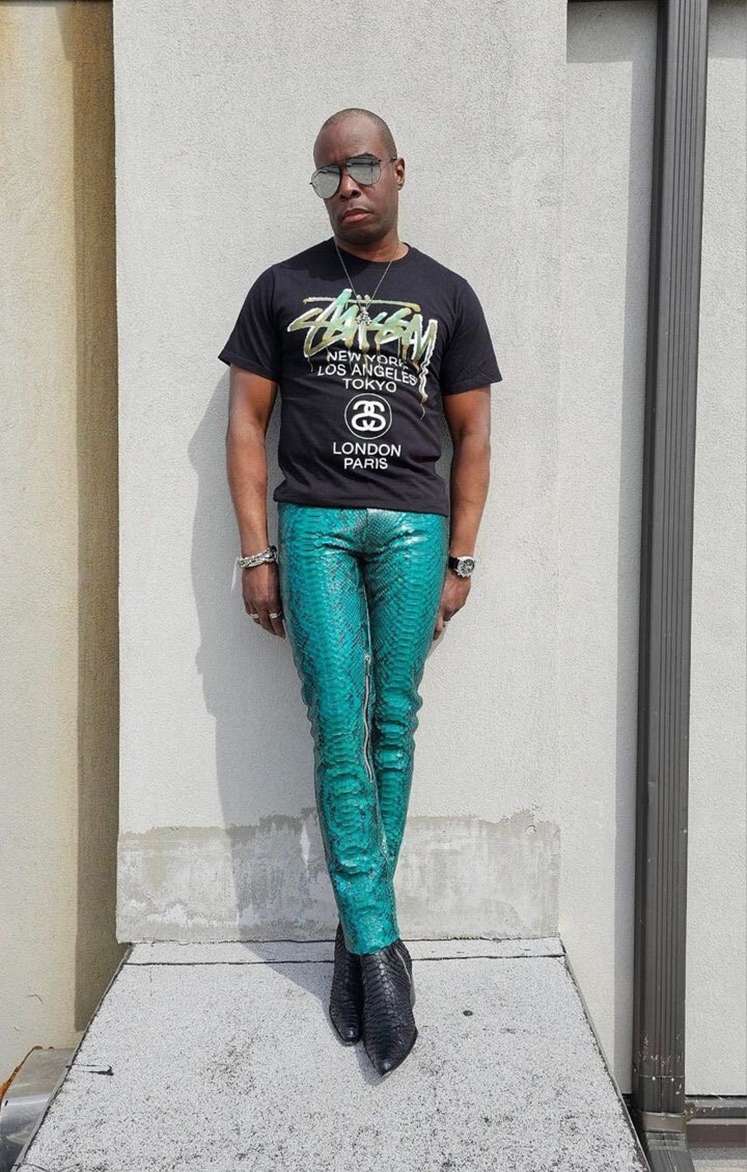 Python Leather Pants, Snakeskin Green Pants, Real Python Leather Pants ...