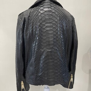 Man's Snakeskin Biker Jacket, Black King Python Leather Jacket for Men ...