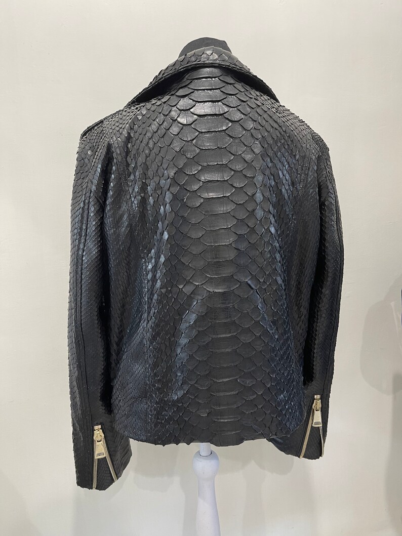 Man's Snakeskin Biker Jacket Black King Python Leather - Etsy