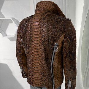 Mans Red King Python Leather Jacket, Snakeskin Biker Jacket, Custom ...