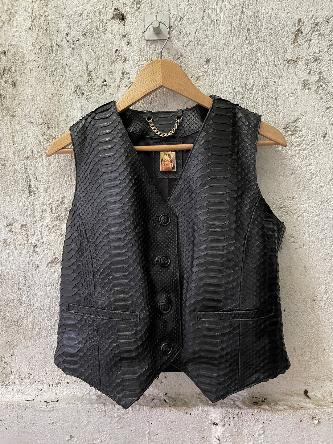 Black Snakeskin Vest, Python Leather Vest, Mans Leather Vest, Womens ...