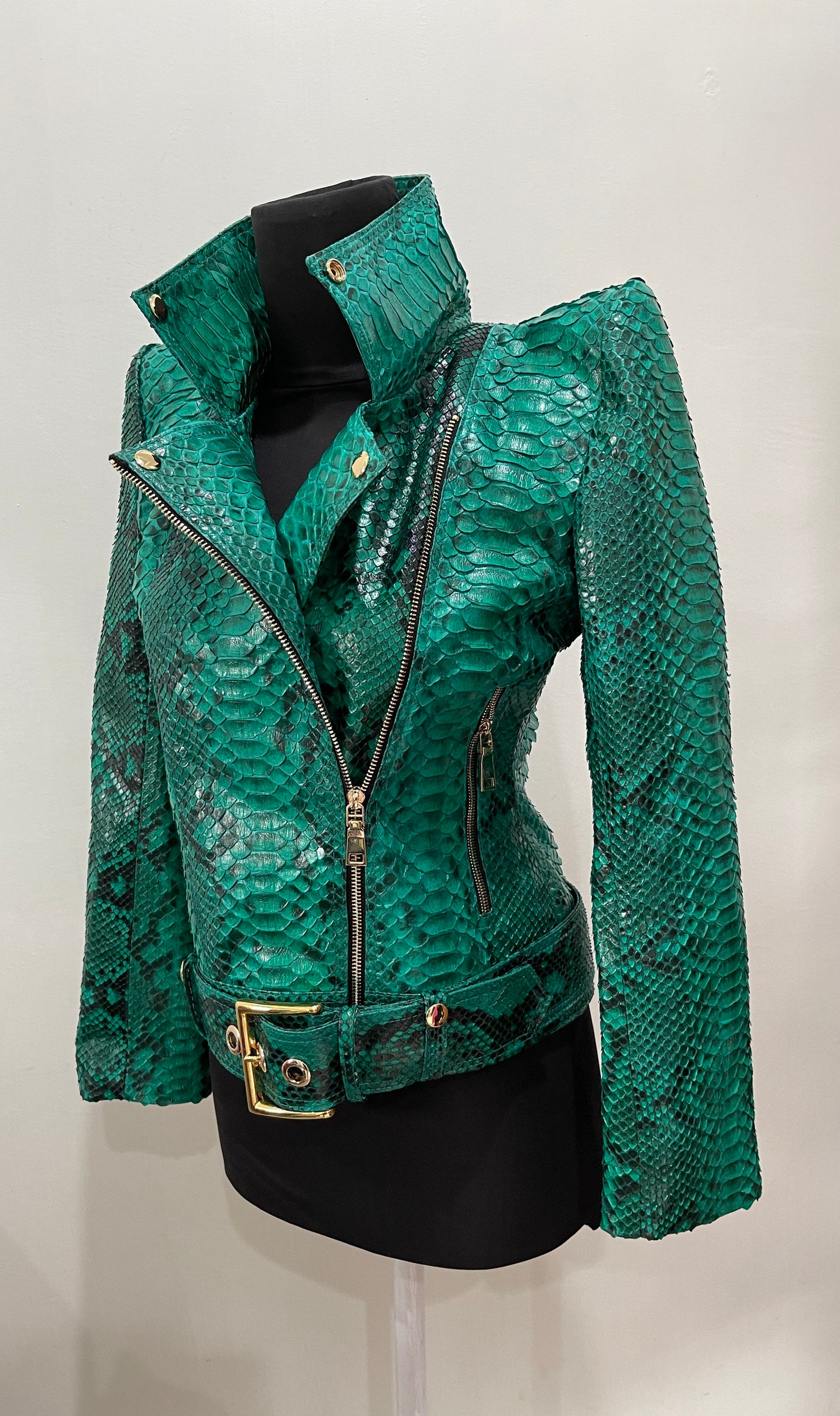 Green Snakeskin Jacket Womens Python Leather Jacket Glossy - Etsy