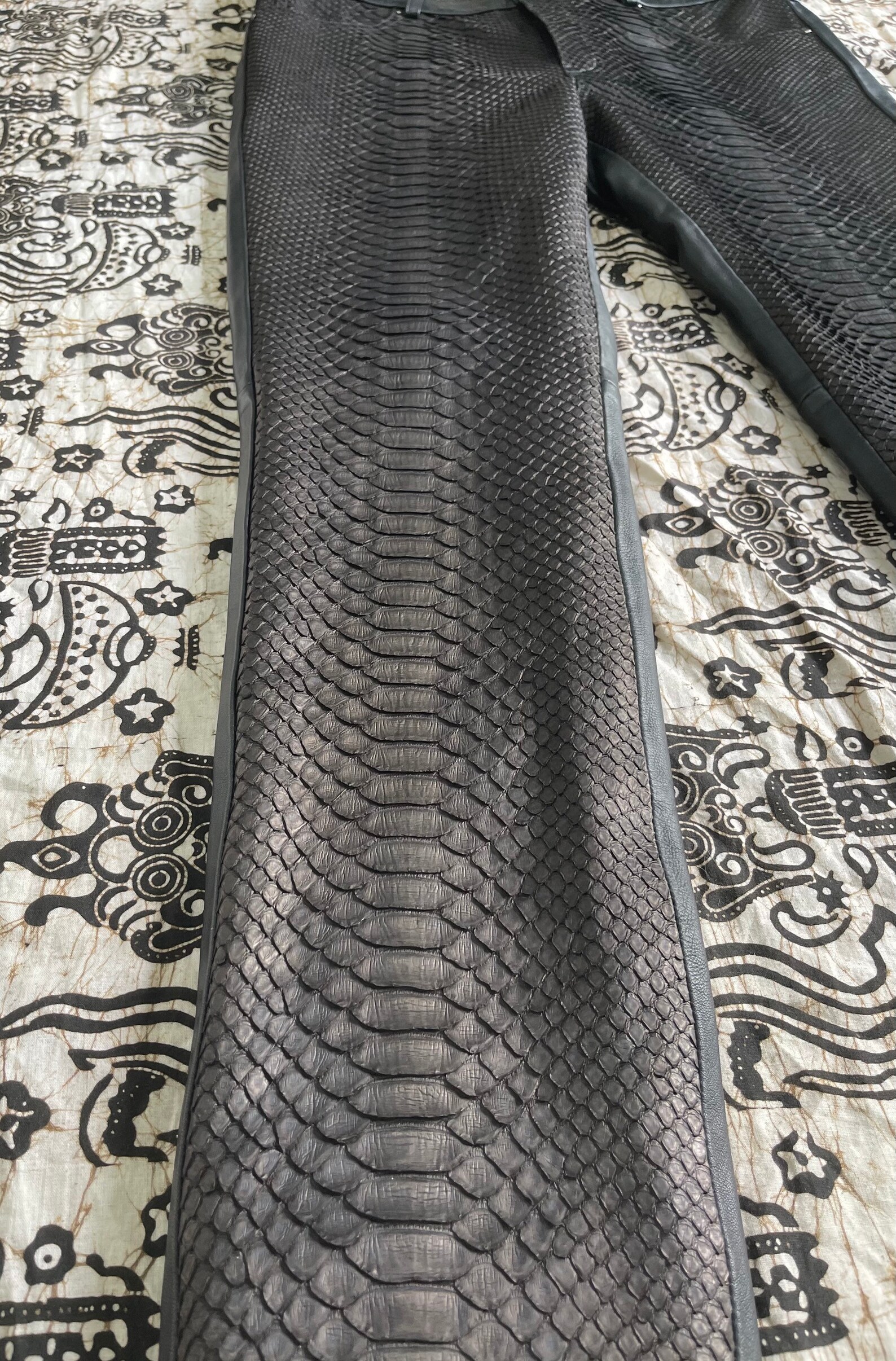 Python Leather Pants Snakeskin Pants Black Leather Pants | Etsy