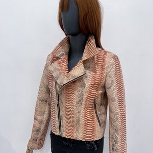 Snakeskin Custom Jacket, Bronze Python Biker Jacket, Woman's Golden ...