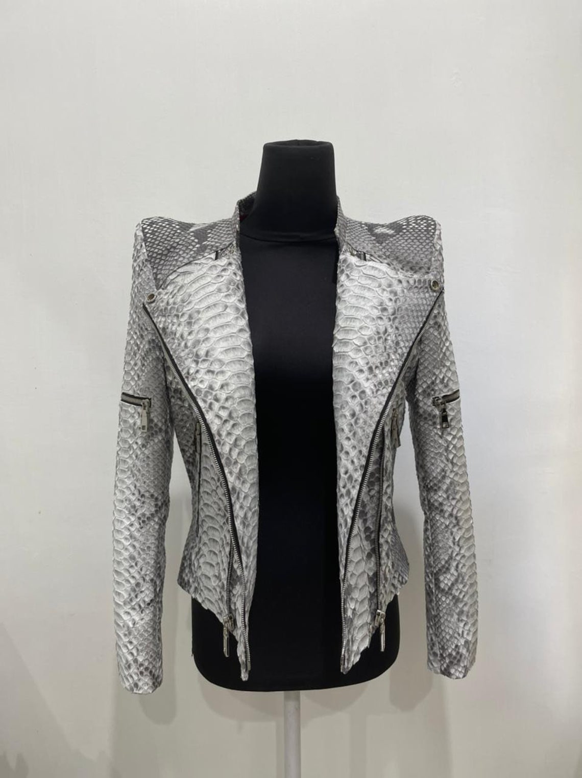 Women's Snakeskin Jacket Python Leather Jacket Elegant | Etsy