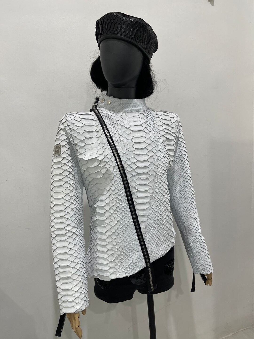 Custom Snakeskin Leather Jacket, King Python Leather Jacket, White ...