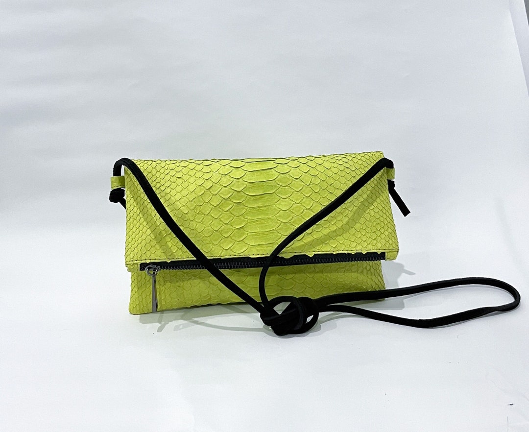 Green Snakeskin Crossbody Bag. Emerald Python Leather Bag, Green ...