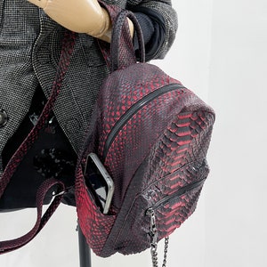 Python Leather Backpack, Snakeskin Backpack, Red Leather Rucksack ...