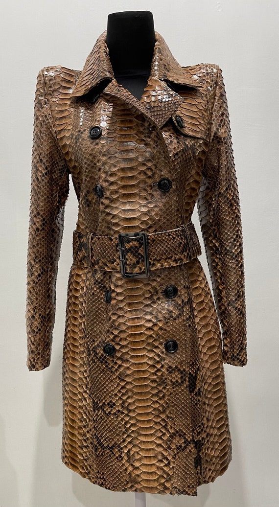 Woman's Dragon Python Leather Trench Coat Snakeskin - Etsy