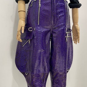 Python Leather Pants, Snakeskin Culottes Pants, Leather Cullottes ...