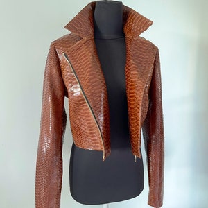 Custom Woman's Leather Jacket, Python Leather Biker Jacket, Snakeskin ...