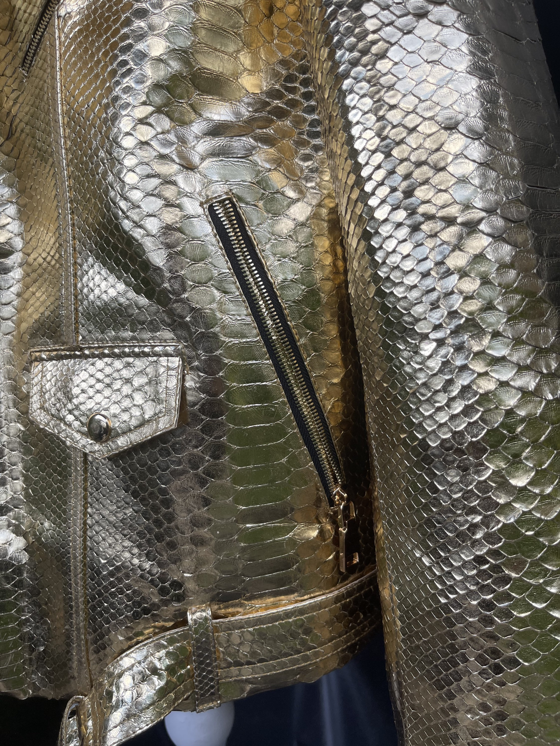 Golden Snakeskin Jacket Python Leather Moto Style Jacket - Etsy