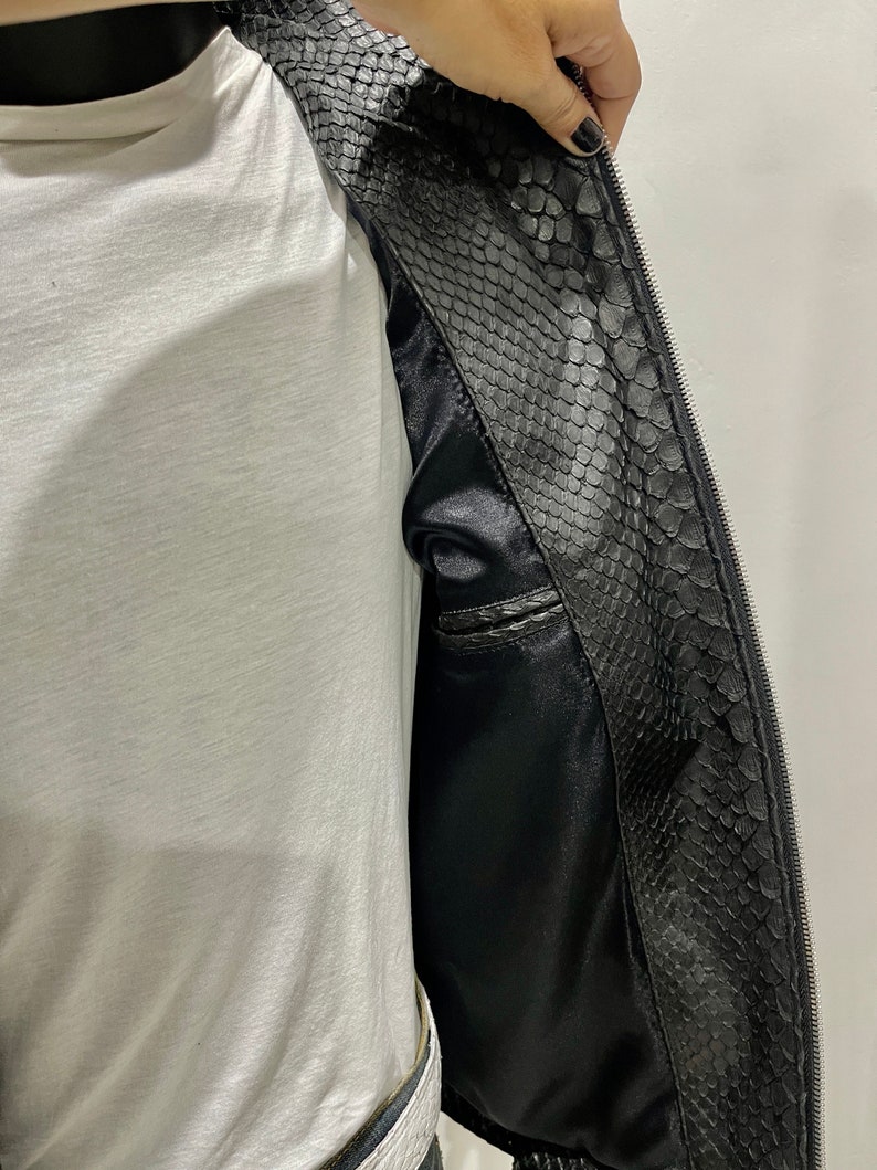 Men's KING Snakeskin Jacket Black Python Leather Jacket - Etsy