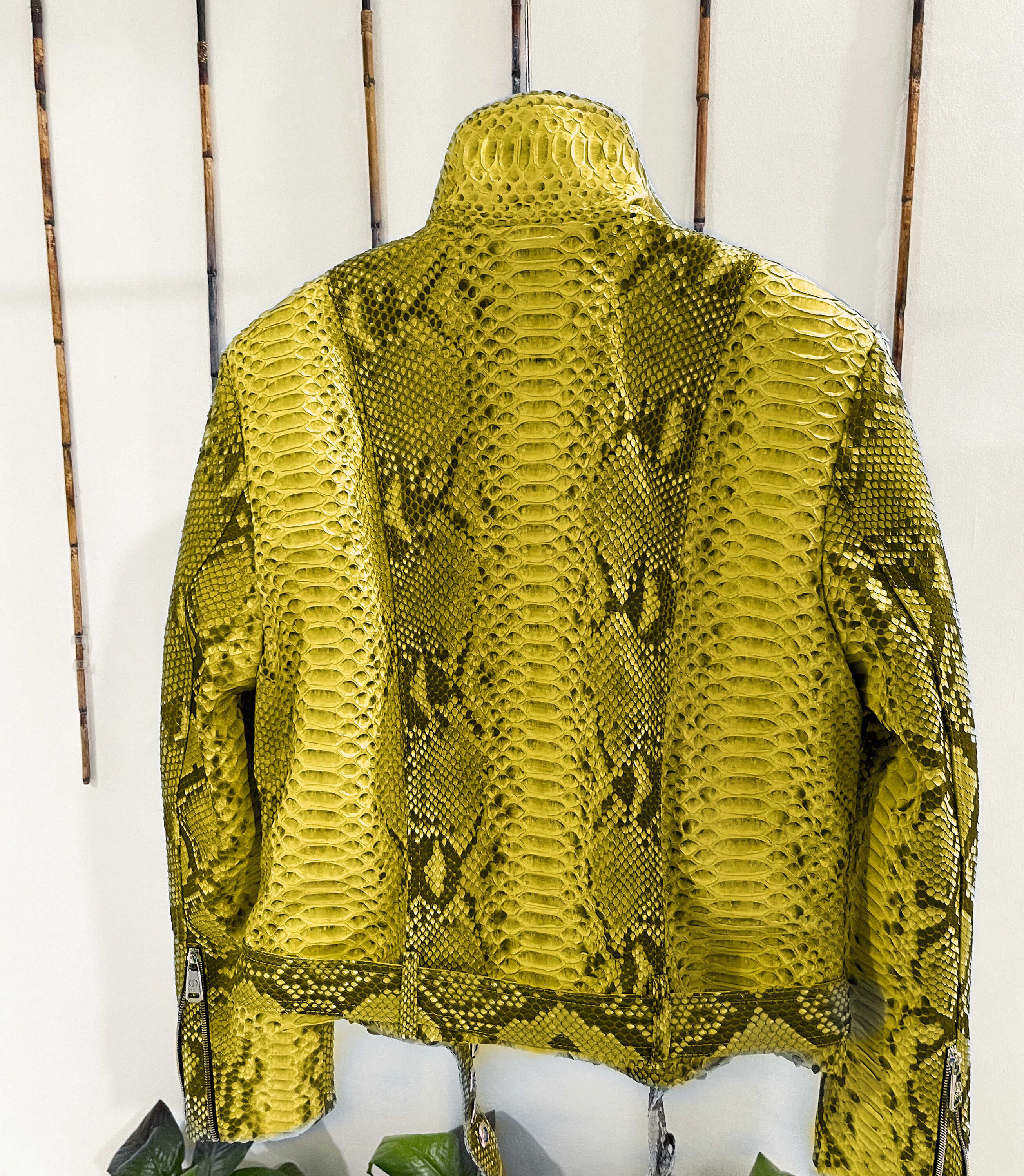 Green Snakeskin Jacket, Women’s Python Leather Jacket, Glossy Snakeskin ...