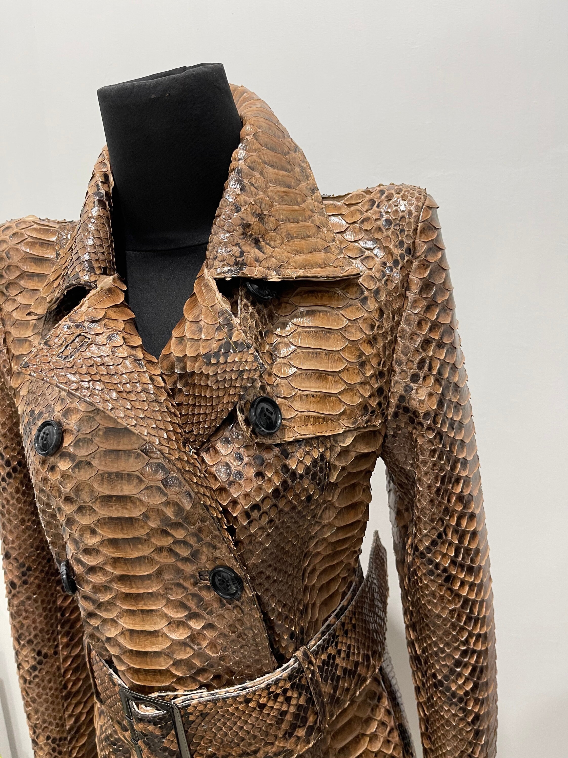 Woman's Dragon Python Leather Trench Coat Snakeskin - Etsy