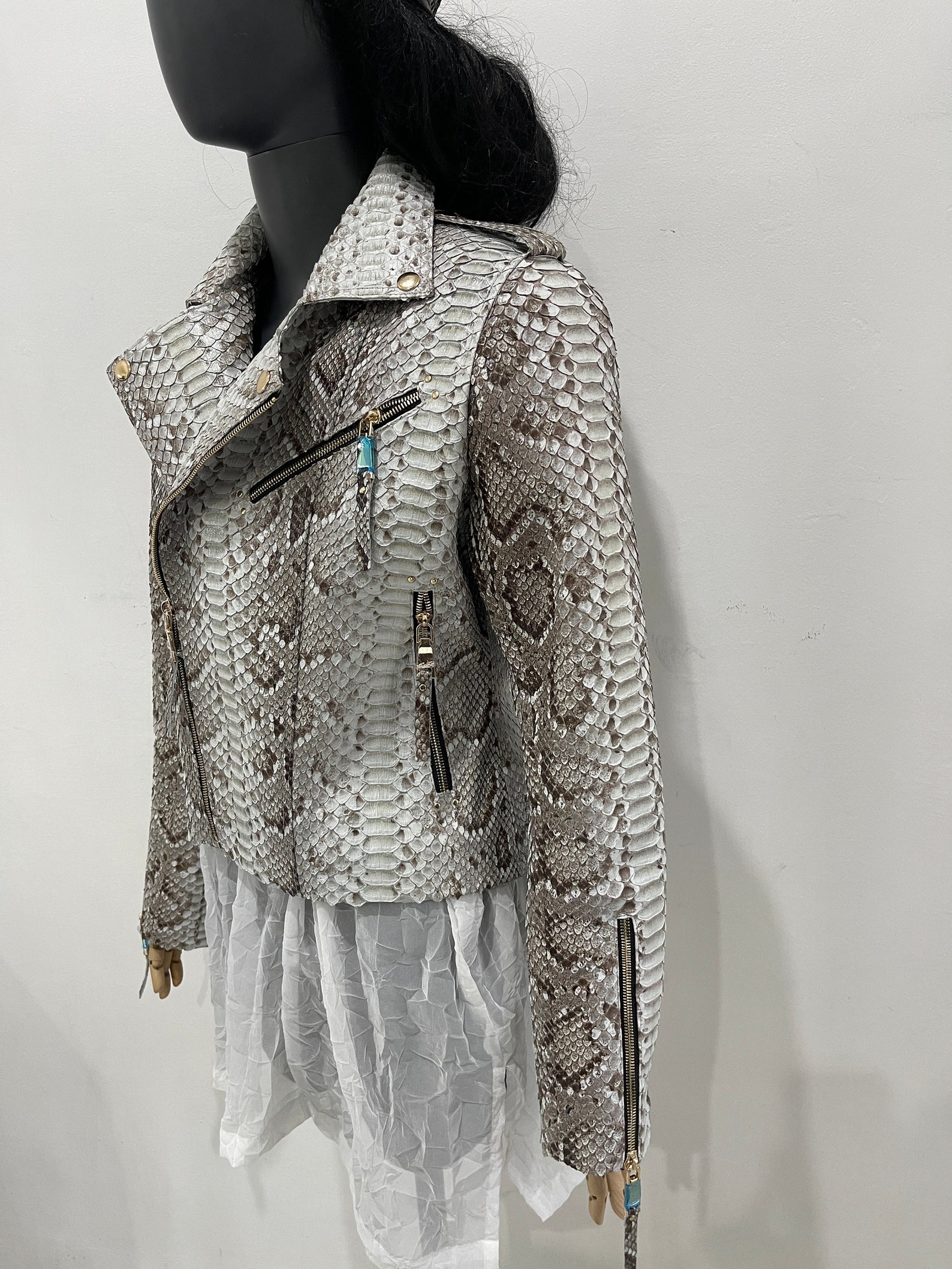 Custom Biker Python Jacket Woman Leather Jacket Snakeskin - Etsy