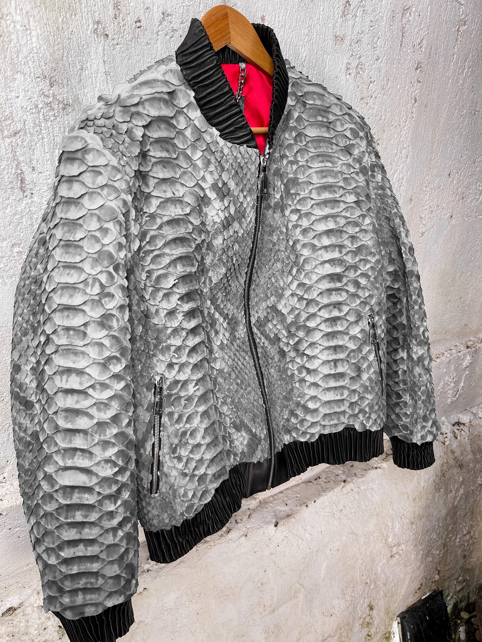 Mans KING Snakeskin Bomber Jacket, Custom Jacket for Men, Dragon Python Leather Jacket, Leather ...