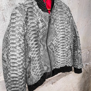Man’s KING Snakeskin Bomber Jacket, Custom Jacket for Men, Dragon Python Leather Jacket, Leather ...