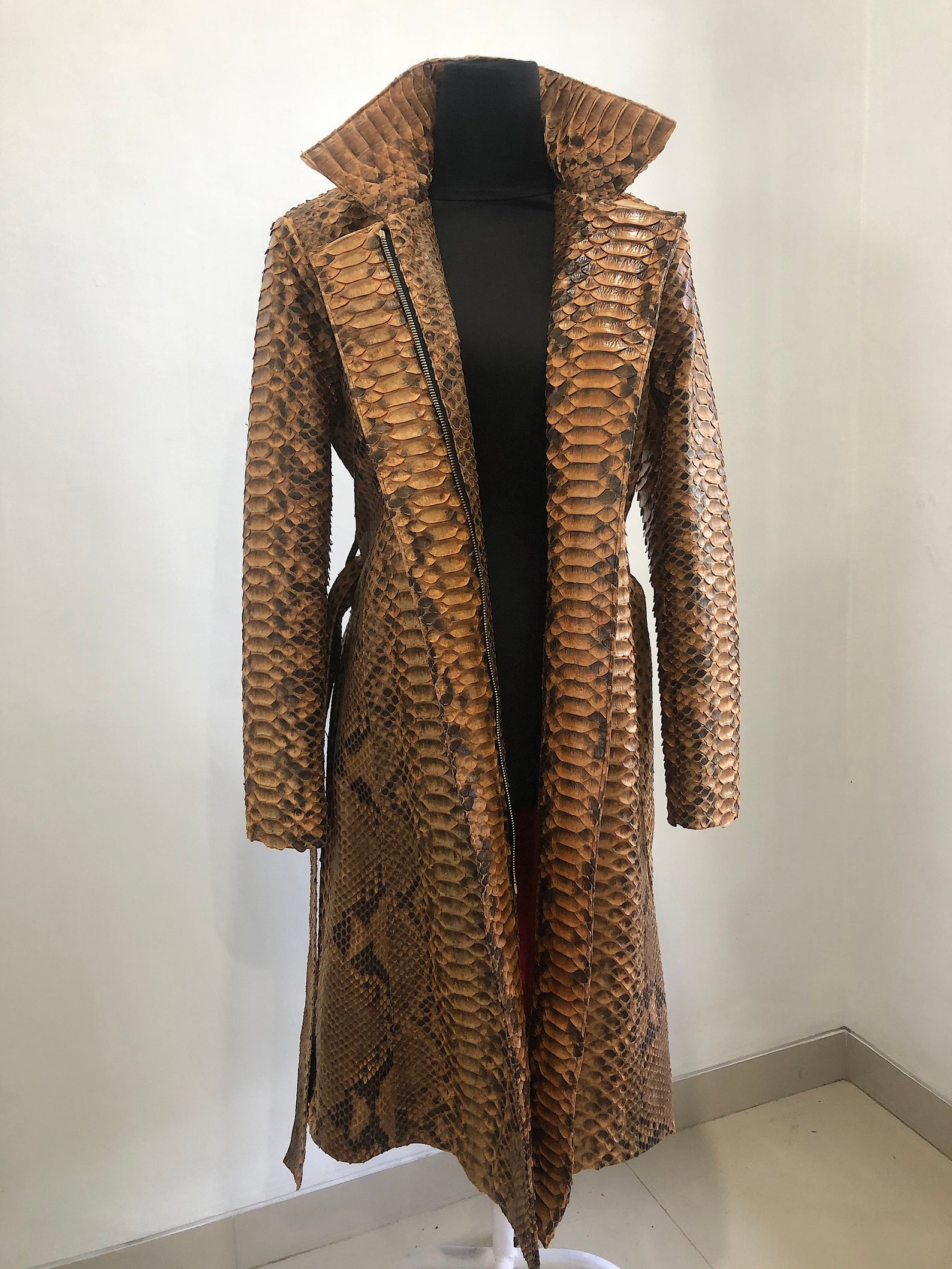 Woman's Dragon Python Coat Brown Snakeskin Coat Long - Etsy