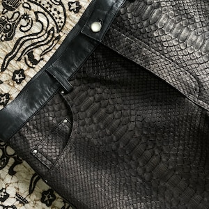 Python Leather Pants, Snakeskin Pants, Black Leather Pants, Lambskin ...