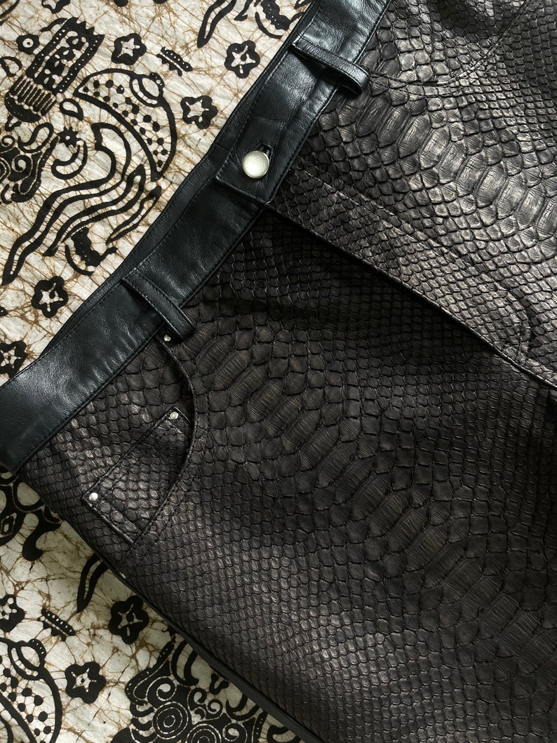 Python Leather Pants, Snakeskin Pants, Black Leather Pants, Lambskin ...