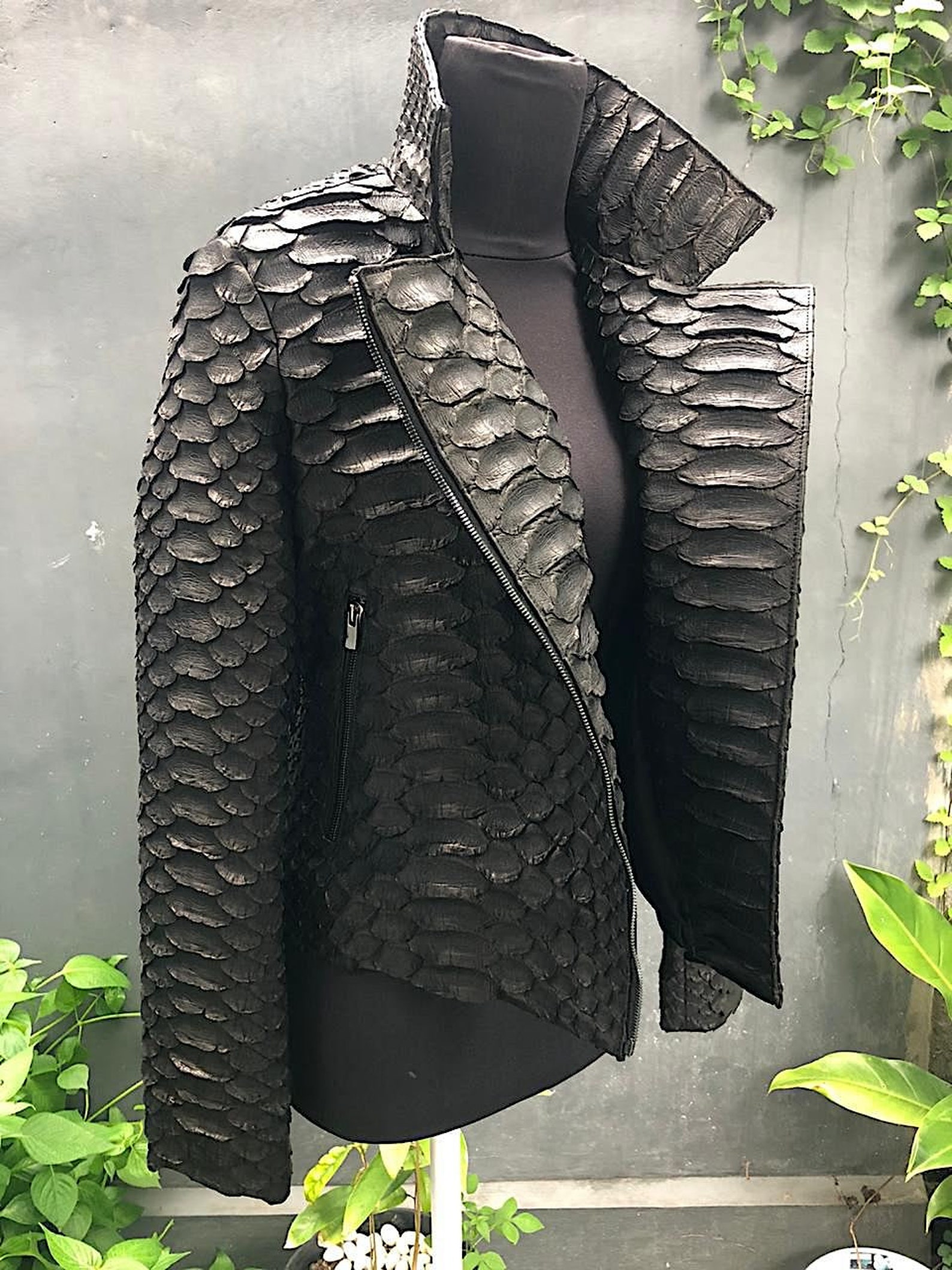 Custom King Python Leather Jacket, Woman’s Biker Snakeskin Jacket ...