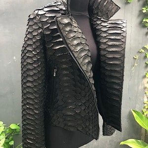 Custom King Python Leather Jacket, Woman’s Biker Snakeskin Jacket ...