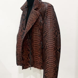 Man’s KING Snakeskin Biker Jacket, Brown Biker Custom Jacketfor Men ...