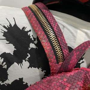 Snakeskin Backpack | Unisex Black Python Leather Backpack | Glossy ...