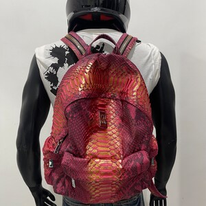 Snakeskin Backpack | Unisex Black Python Leather Backpack | Glossy ...