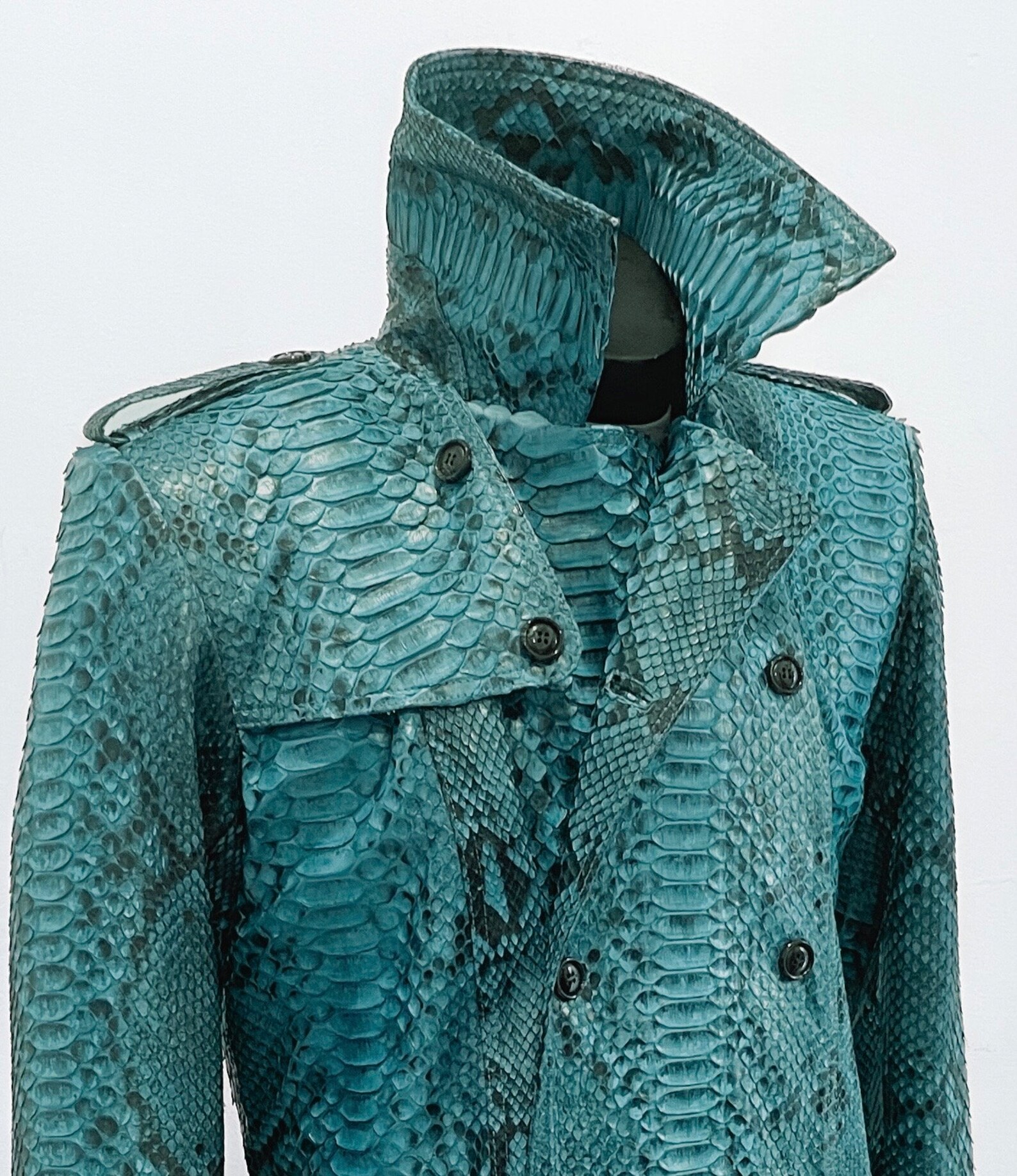 Men’s Snakeskin Trench Coat, Dragon Python Leather Men’s Coat, Men’s ...