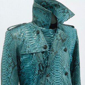 Men’s Snakeskin Trench Coat, Dragon Python Leather Men’s Coat, Men’s ...