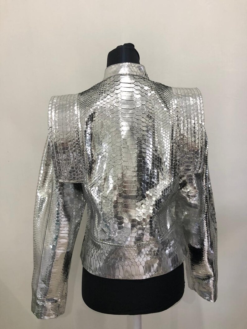 Silver Snakeskin Jacket /vest Python Leather Jacket - Etsy