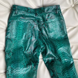 Python Leather Pants, Snakeskin Green Pants, Real Python Leather Pants ...
