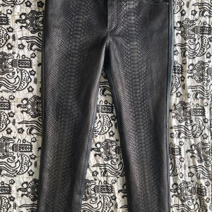 Python Leather Pants, Snakeskin Pants, Black Leather Pants, Lambskin ...
