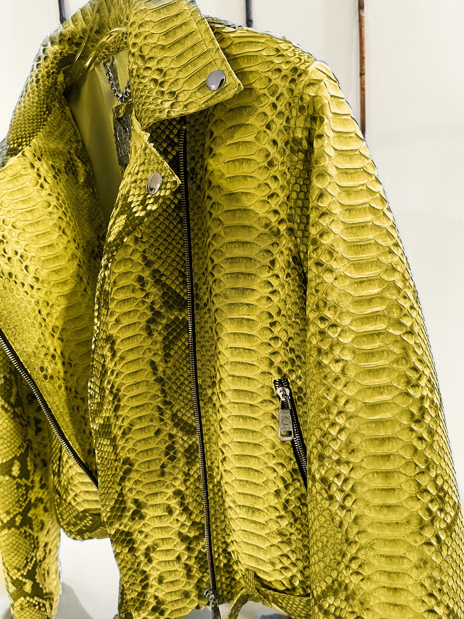 Green Snakeskin Jacket, Women’s Python Leather Jacket, Glossy Snakeskin ...