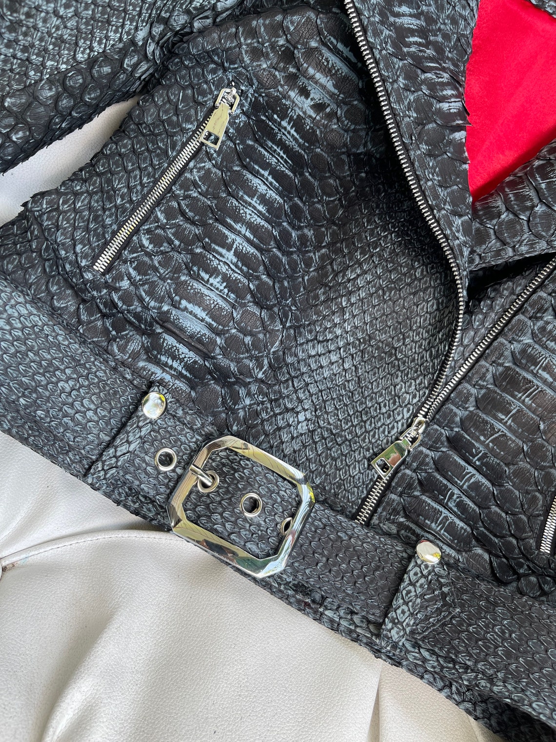 Dragon Snakeskin Biker Jacket Women's Python Leather - Etsy