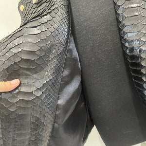 Man's Snakeskin Biker Jacket, Black King Python Leather Jacket for Men, Dragon Python Leather ...